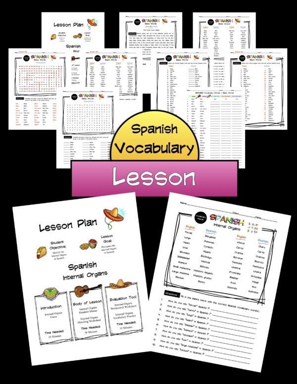 Spanish Internal Organ Words Lesson Packet | Made By Teachers
