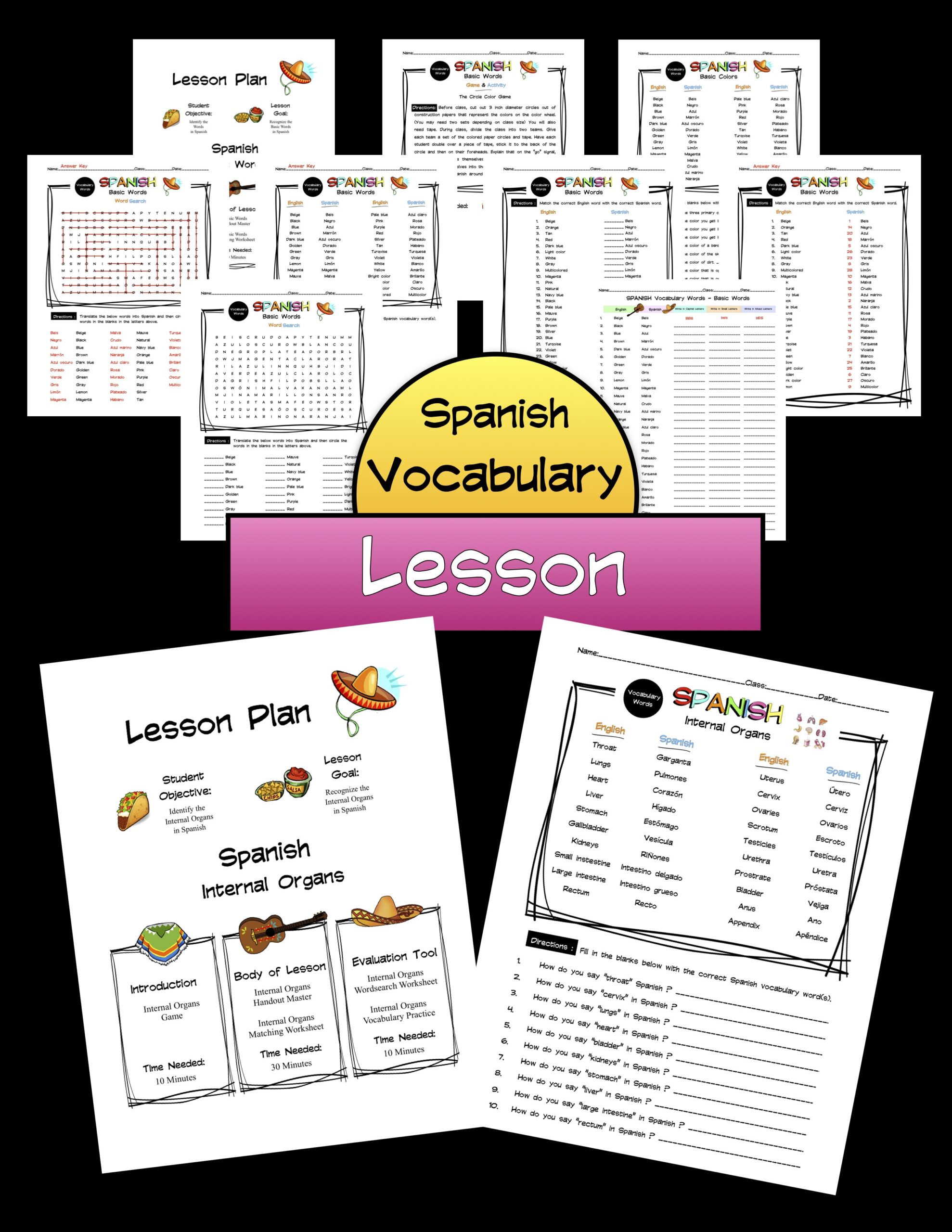 Spanish Internal Organ Words Lesson Packet | Made By Teachers