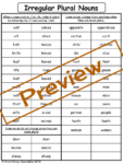 ELA Anchor Chart - Irregular Plural Nouns | Made By Teachers