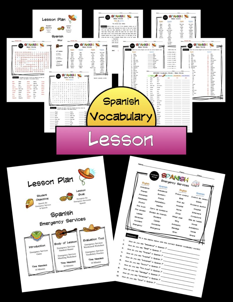 Spanish Emergency Services Words Lesson Packet | Made By Teachers