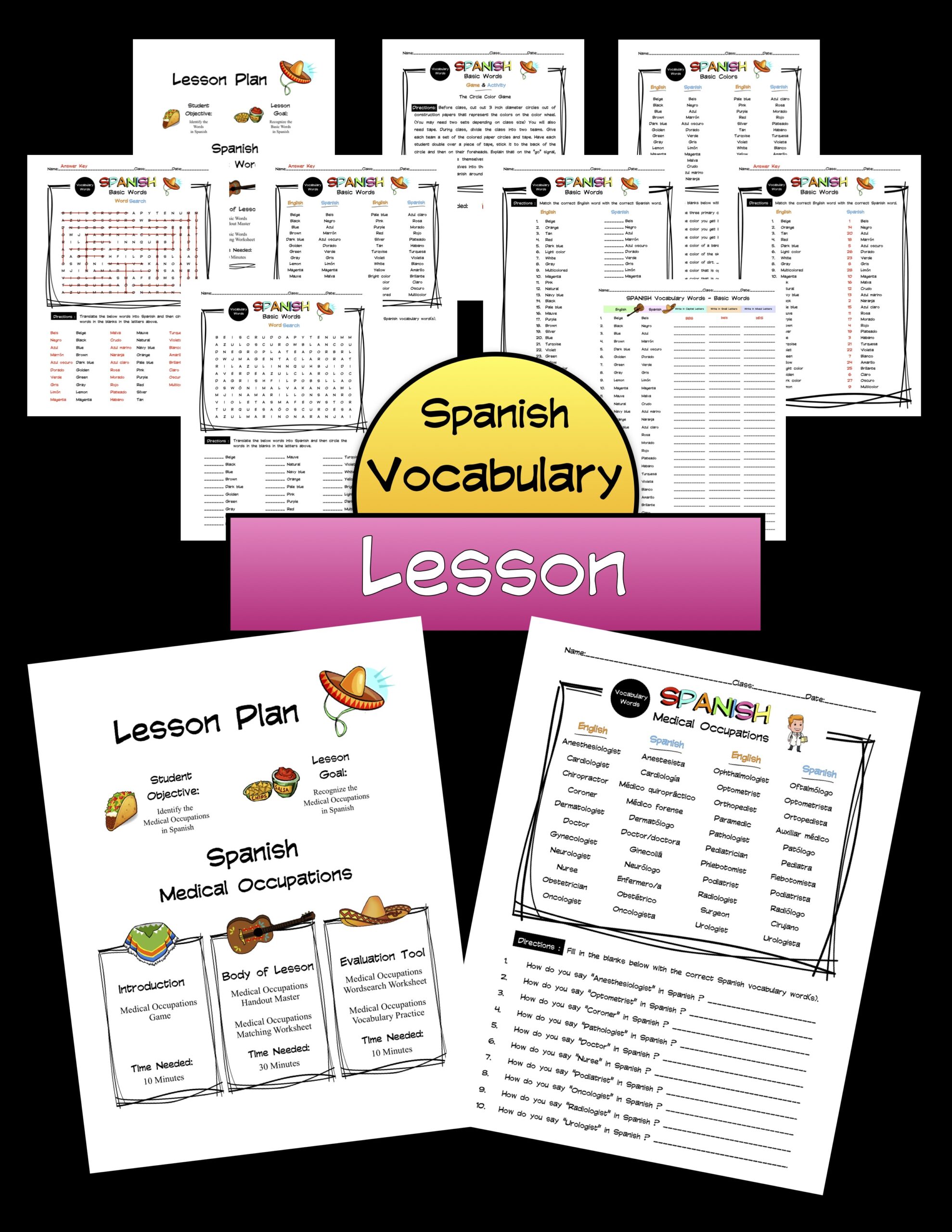 Spanish Medical Occupations Lesson Packet | Made By Teachers