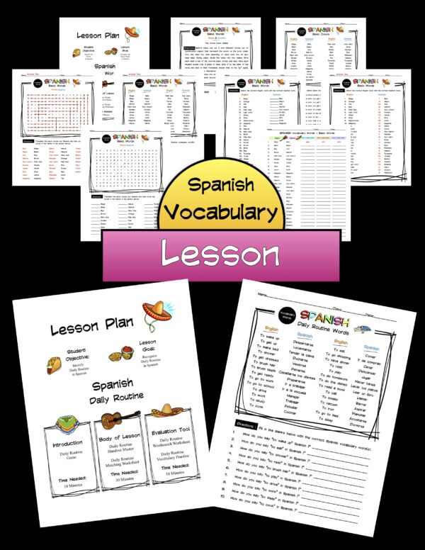 Spanish Daily Routine Words Lesson Packet | Made By Teachers