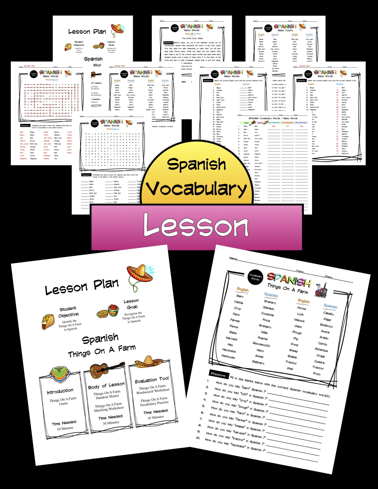 Spanish Things On A Farm Lesson Packet | Made By Teachers