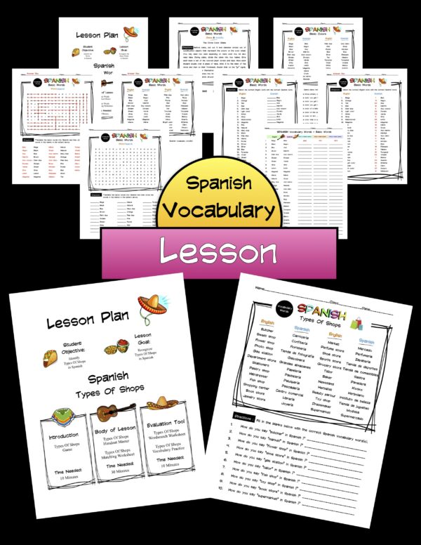 Spanish Types Of Shops Lesson Packet | Made By Teachers