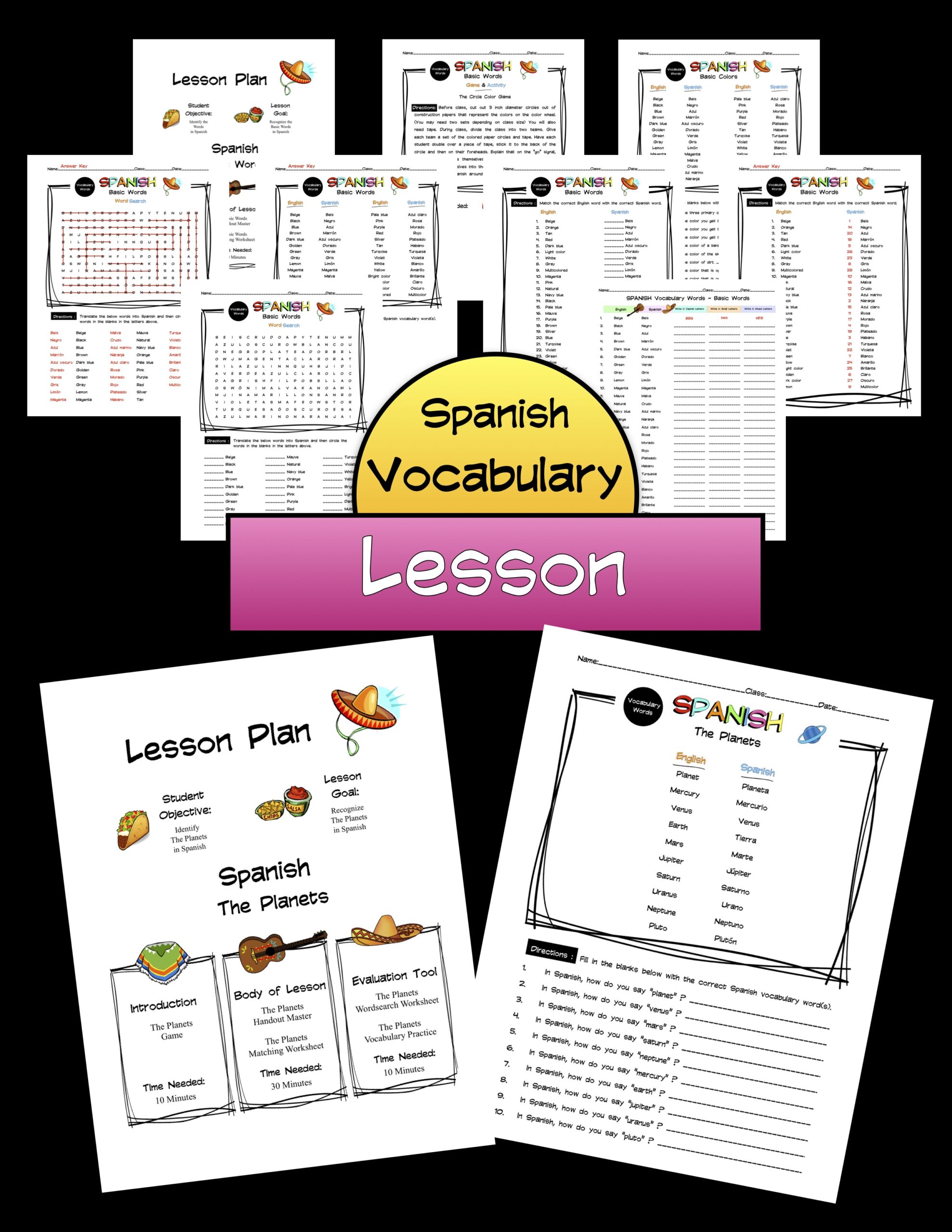 Spanish Planet Words Lesson Packet | Made By Teachers