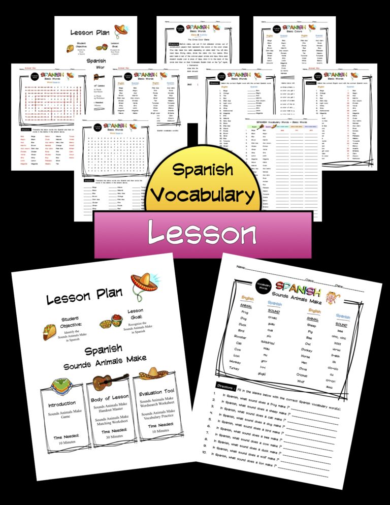 Spanish Sounds Animals Make Lesson Packet | Made By Teachers
