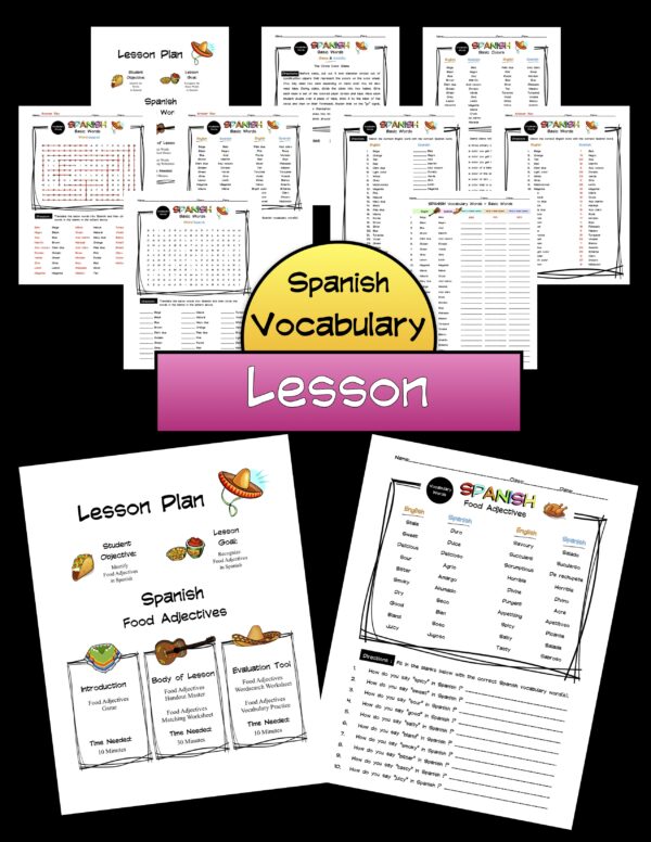 Spanish Food Adjectives Lesson Packet | Made By Teachers