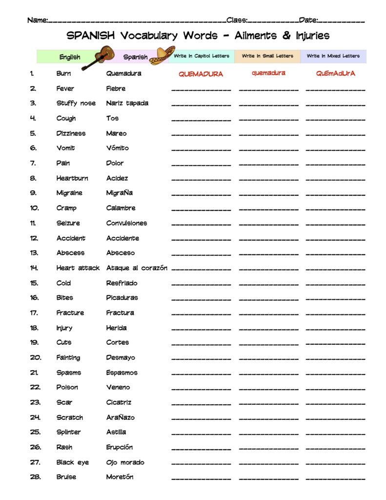 Spanish Body Parts Label Worksheet & Answer Key | Made By Teachers