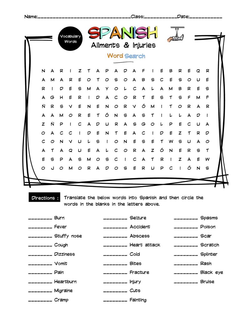 The Ultimate Spanish Vocabulary Word Search Worksheet Bundle - 130 Pages | Made By Teachers