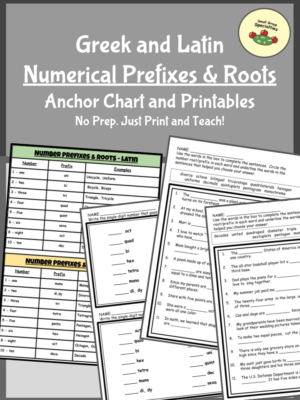 ELA Anchor Chart- Greek and Latin Numerical Prefixes and Roots | Made ...