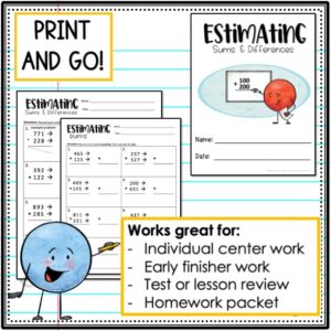 Estimating Sums and Differences BUNDLE! - Practice Worksheets & Word ...