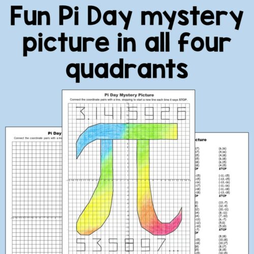 Pi Day Coordinate Plane Mystery Graphing Picture Four Quadrant March ...