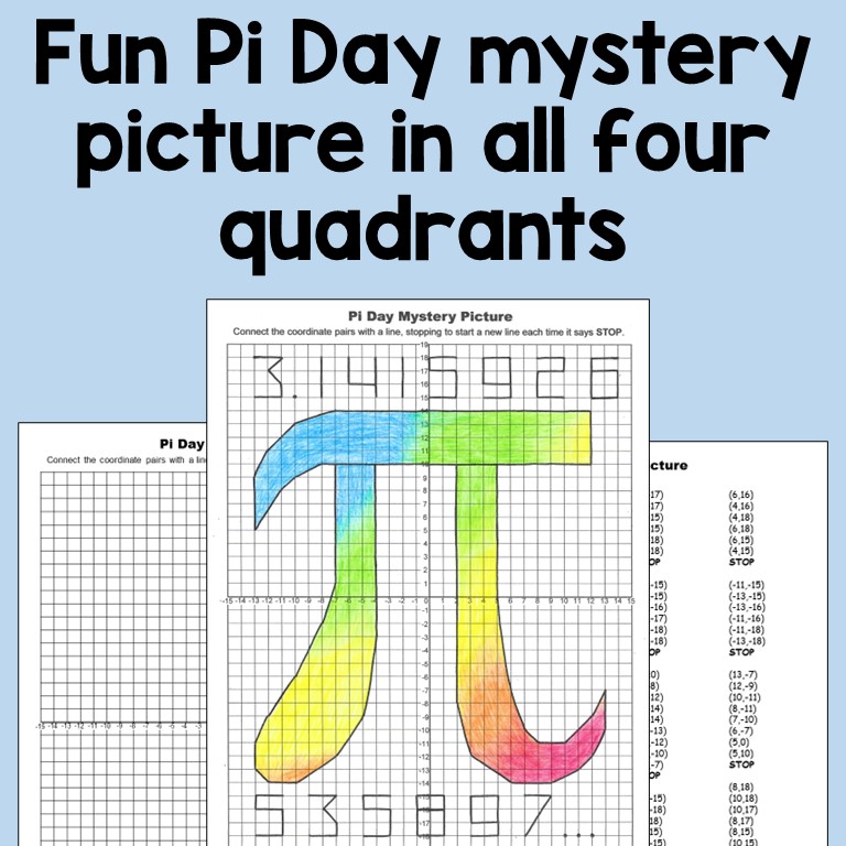 Pi Day Coordinate Plane Mystery Graphing Picture Four Quadrant March ...