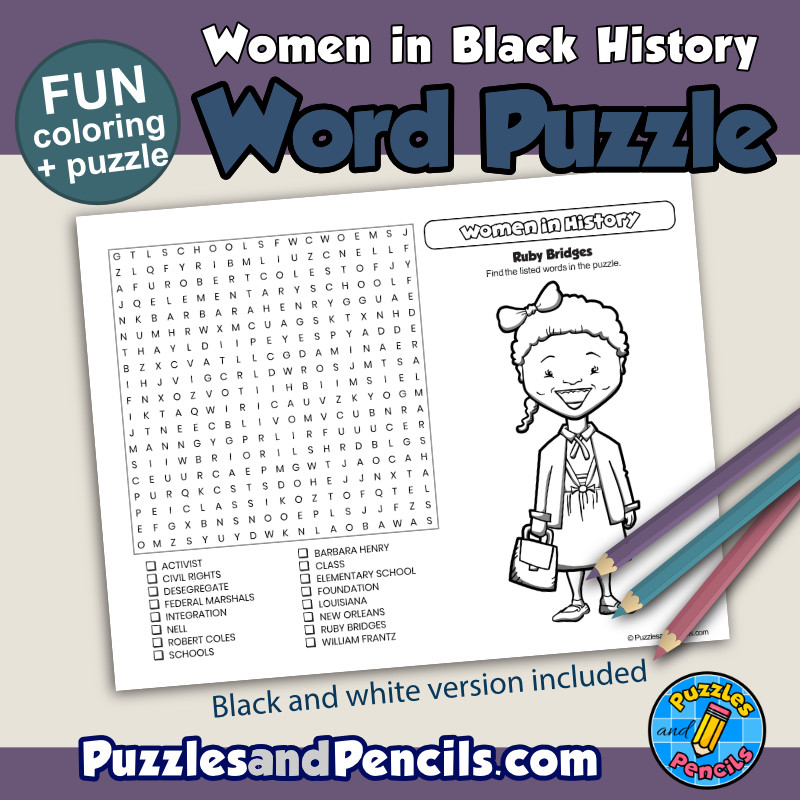 Ruby Bridges Word Search Puzzle Activity Page | Black History Month ...