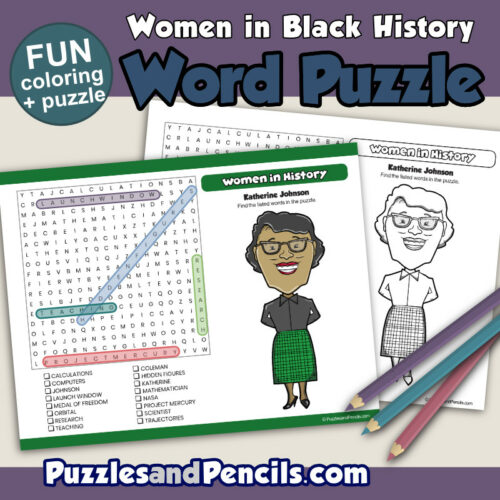 Katherine Johnson Word Search Puzzle Activity Page | Black History ...
