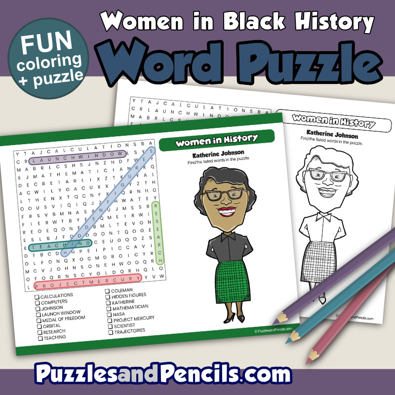 Katherine Johnson Word Search Puzzle Activity Page | Black History ...