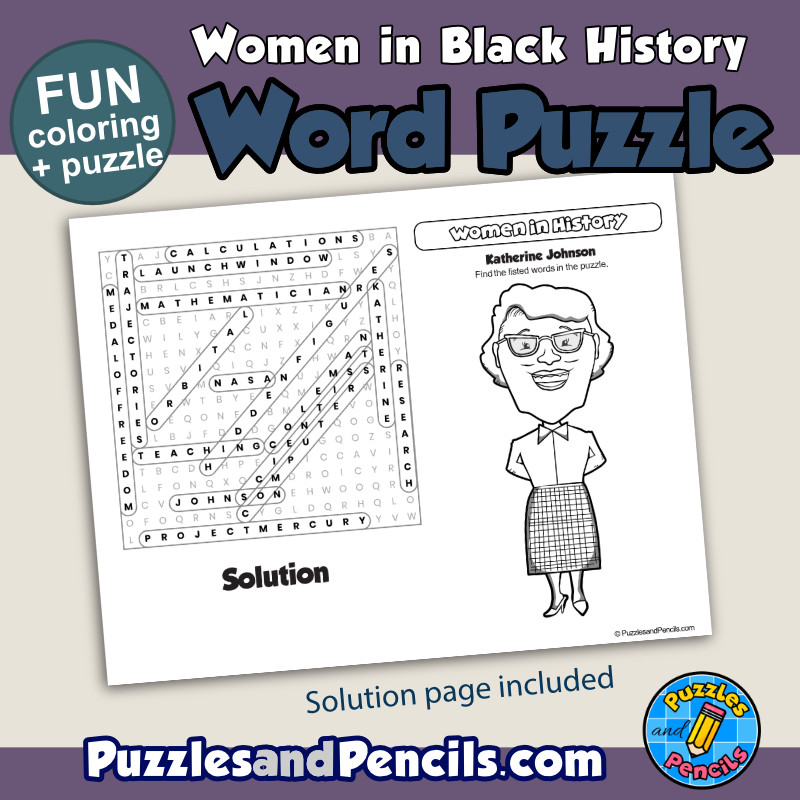 Katherine Johnson Word Search Puzzle Activity Page | Black History ...
