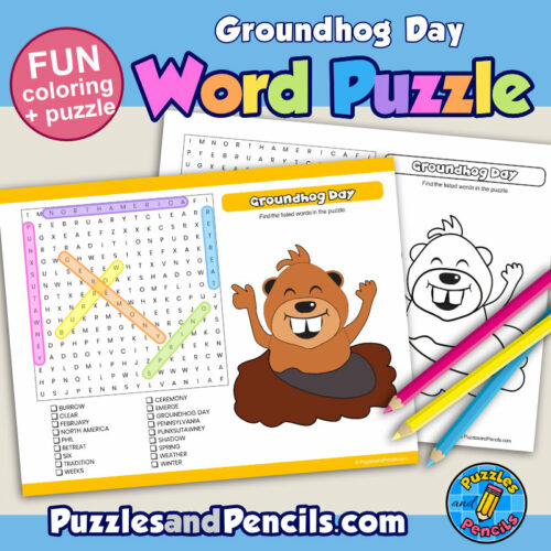 Groundhog Day Word Search Puzzle Activity Page | February Wordsearch ...