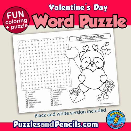 Valentine's Day Word Search Puzzle Activity Page | February Wordsearch ...