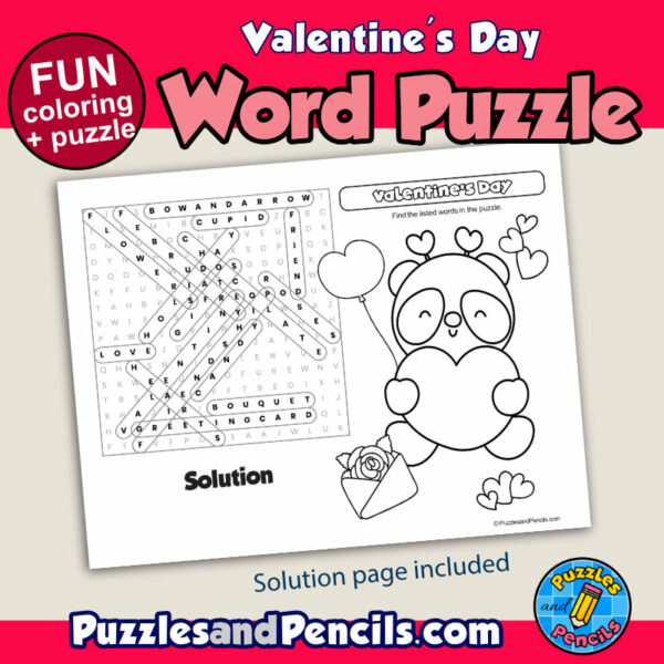 Valentine's Day Word Search Puzzle Activity Page | February Wordsearch ...