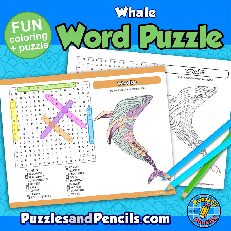 Whale Word Search Puzzle Activity Page | World Whale Day Wordsearch ...