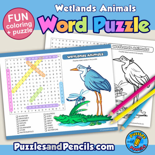 Wetlands Animals Word Search Puzzle Activity Page | World Wetlands Day ...