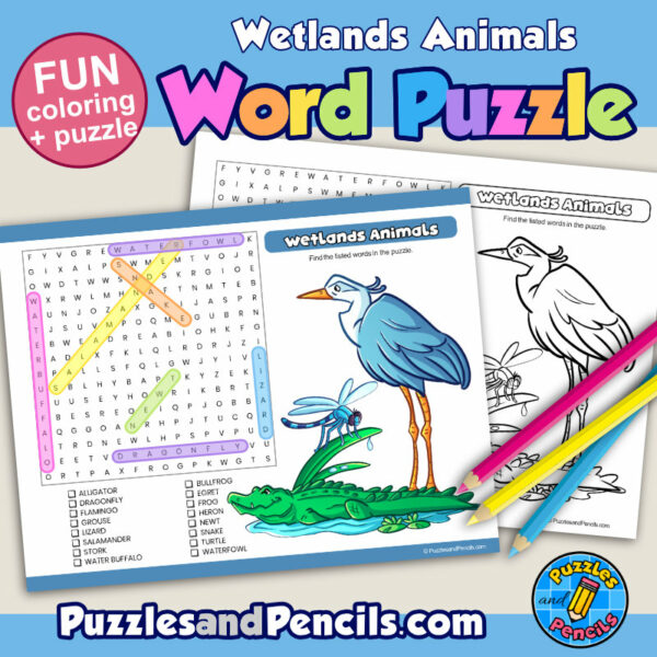 Wetlands Animals Word Search Puzzle Activity Page | World Wetlands Day ...