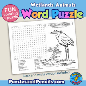 Wetlands Animals Word Search Puzzle Activity Page | World Wetlands Day ...
