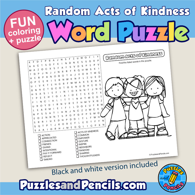 Random Acts of Kindness Word Search Puzzle Activity Page | February ...