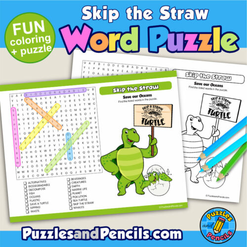 Skip the Straw Word Search Puzzle Activity Page | February Wordsearch ...