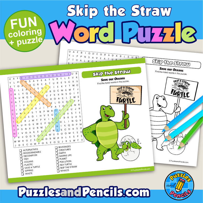 Skip the Straw Word Search Puzzle Activity Page | February Wordsearch ...
