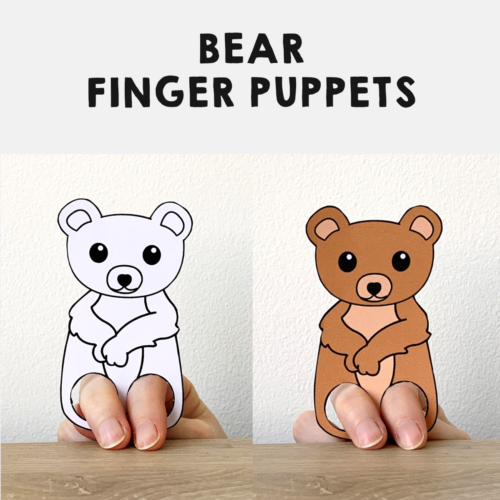 Bear Finger Puppet Printable Woodland Animal Coloring Paper Craft ...