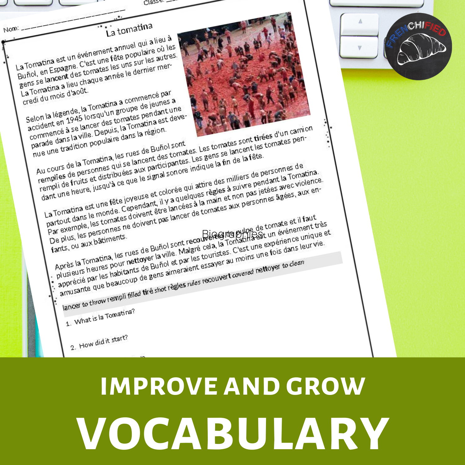 Short French reading passages - Interesting Festivals and Holidays ...