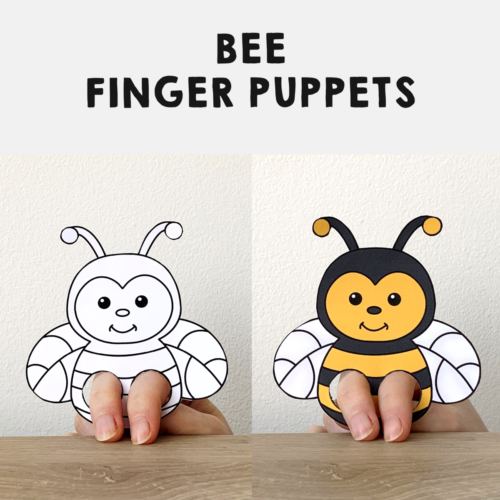 Bee Finger Puppet Printable Insect Animal Coloring Paper Craft Activity ...