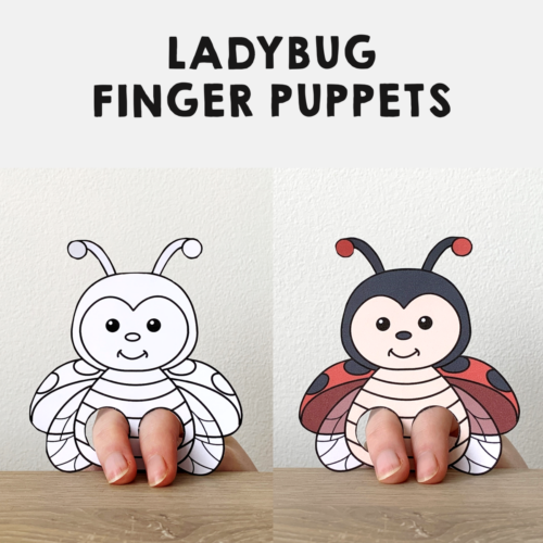 Ladybug Finger Puppet Printable Insect Animal Coloring Paper Craft ...