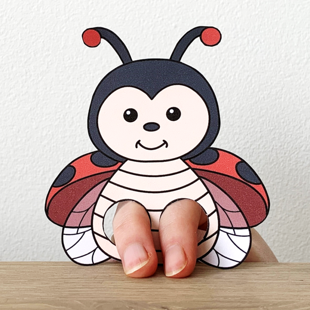 Ladybug Finger Puppet Printable Insect Animal Coloring Paper Craft ...