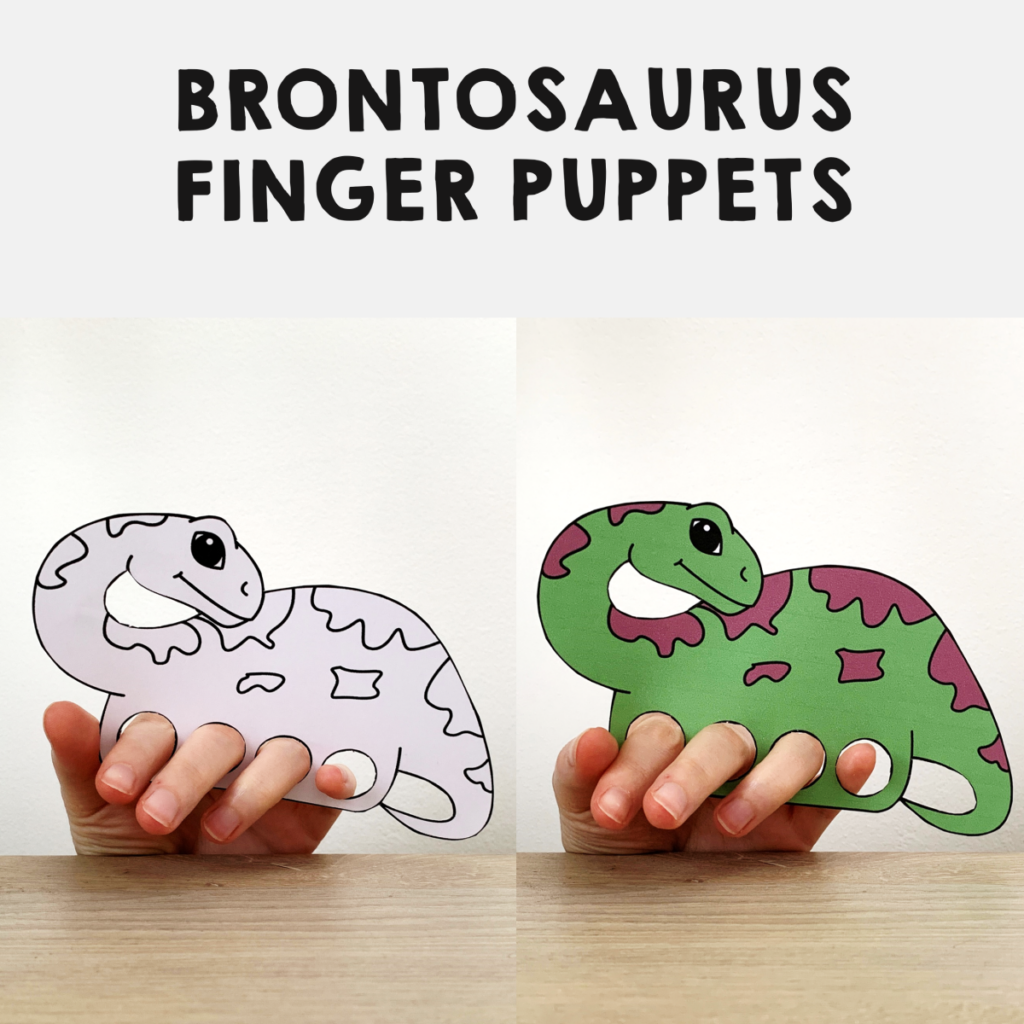Brontosaurus Finger Puppet Printable Dinosaur Coloring Paper Craft ...