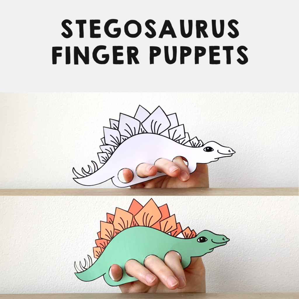 Stegosaurus Finger Puppet Printable Dinosaur Coloring Paper Craft ...