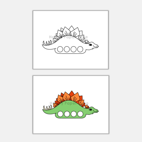 Stegosaurus Finger Puppet Printable Dinosaur Coloring Paper Craft ...
