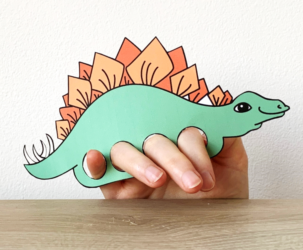 Stegosaurus Finger Puppet Printable Dinosaur Coloring Paper Craft ...