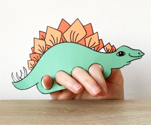 Stegosaurus Finger Puppet Printable Dinosaur Coloring Paper Craft ...