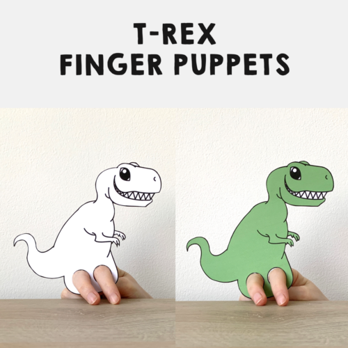 T-Rex Finger Puppet Printable Dinosaur Coloring Paper Craft Activity ...
