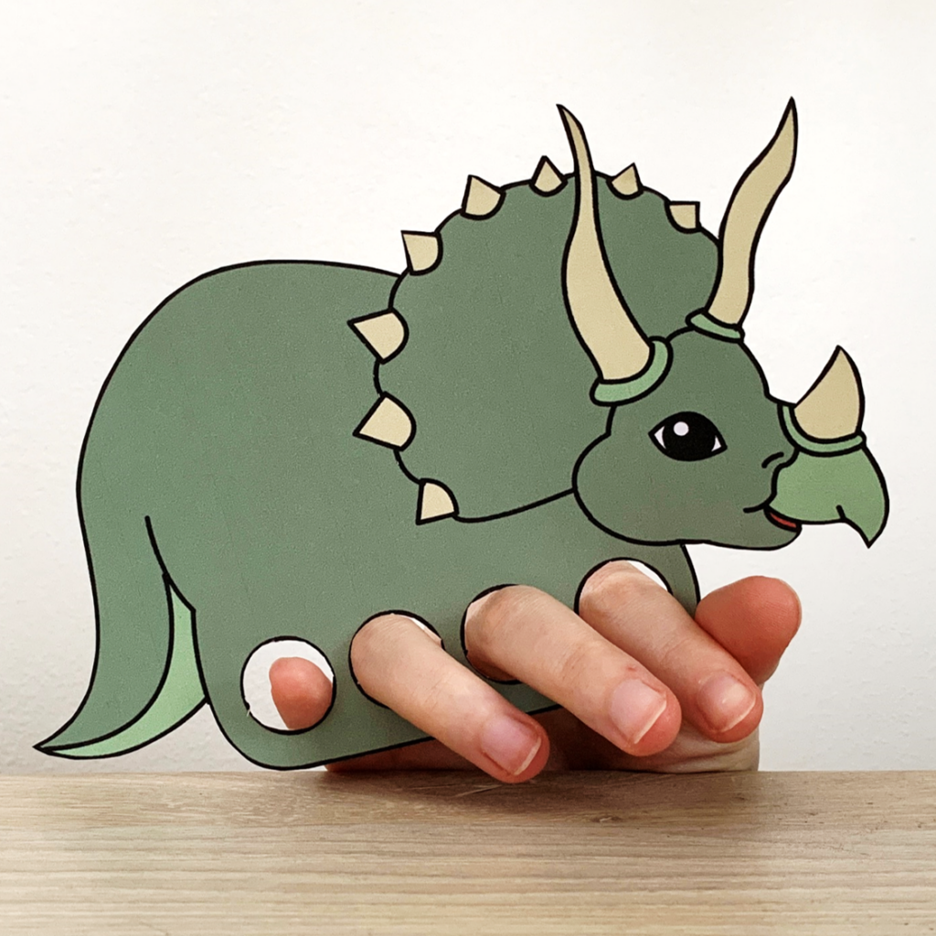 Triceratops Finger Puppet Printable Dinosaur Coloring Paper Craft ...
