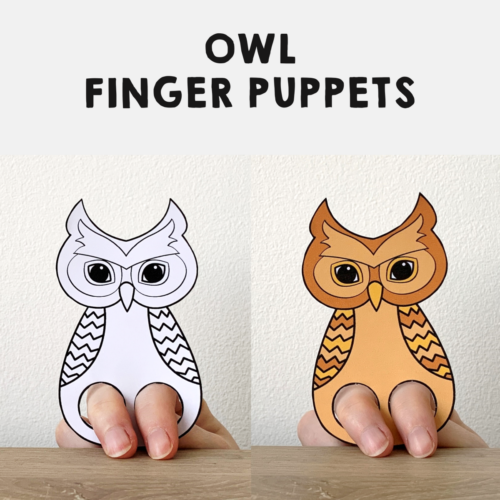 Owl Finger Puppet Printable Woodland Animal Coloring Paper Craft ...