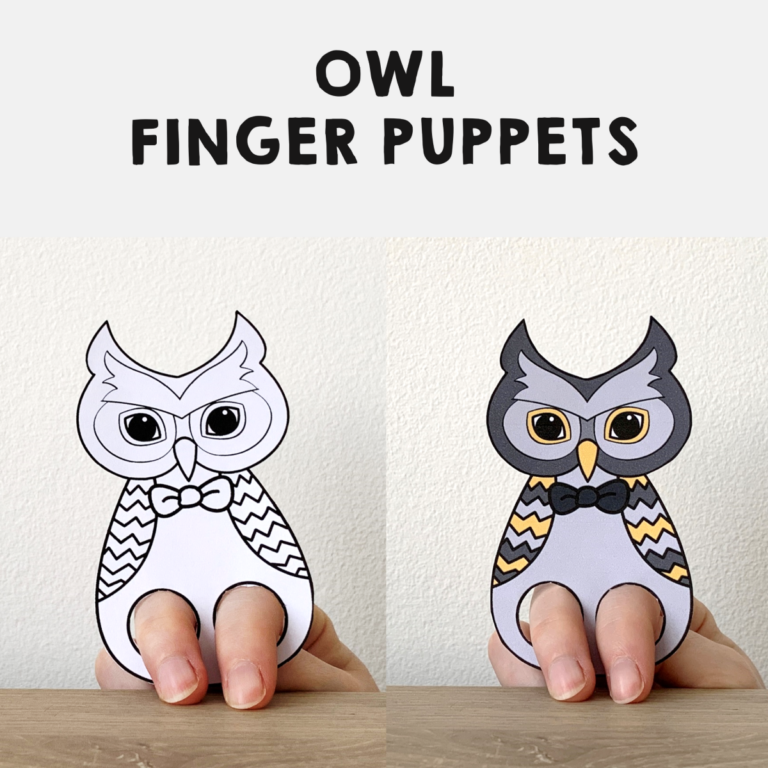 Owl Finger Puppet Printable Woodland Animal Coloring Paper Craft ...
