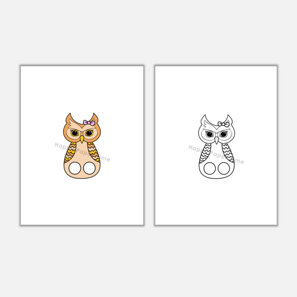 Owl Finger Puppet Printable Woodland Animal Coloring Paper Craft ...