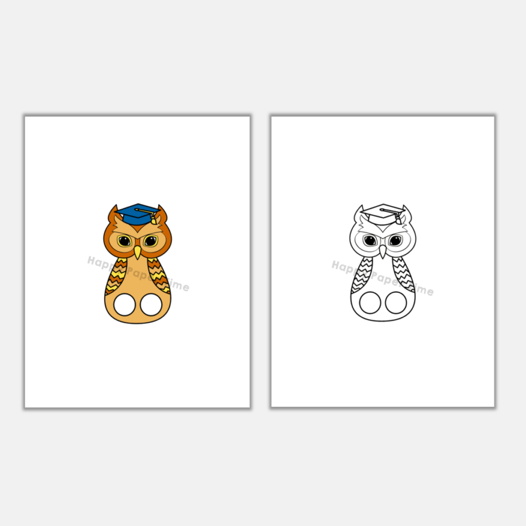 Owl Finger Puppet Printable Woodland Animal Coloring Paper Craft ...