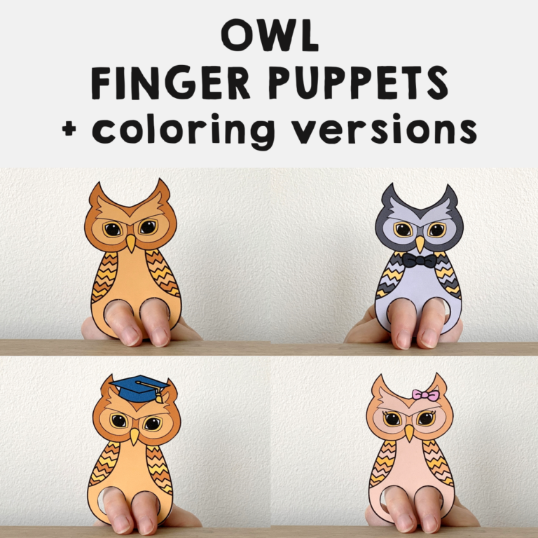 Owl Finger Puppets Printable Woodland Animal Coloring Paper Craft ...
