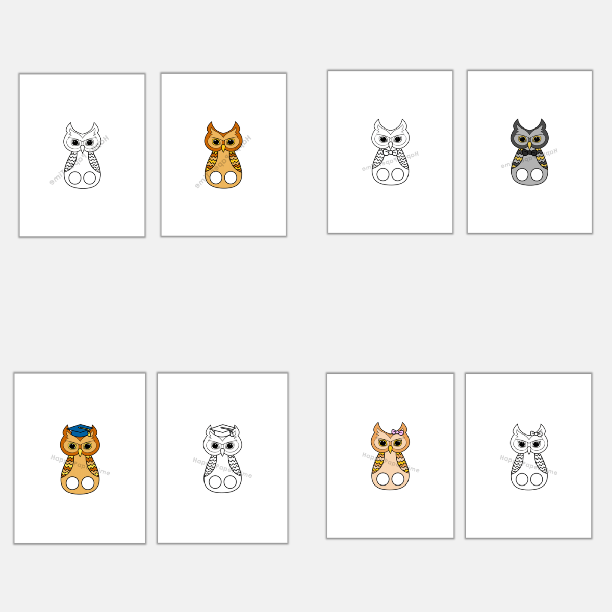 Owl Finger Puppets Printable Woodland Animal Coloring Paper Craft ...