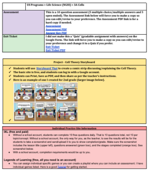 6th Science Lesson Cells and Living Things OAS 6.LS1.1 NGSS MS-LS1-1 ...